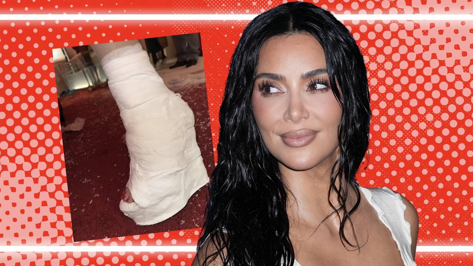 Kim Kardashian Accessorized Her 'High Heel Boot' Cast For A Christmas Party