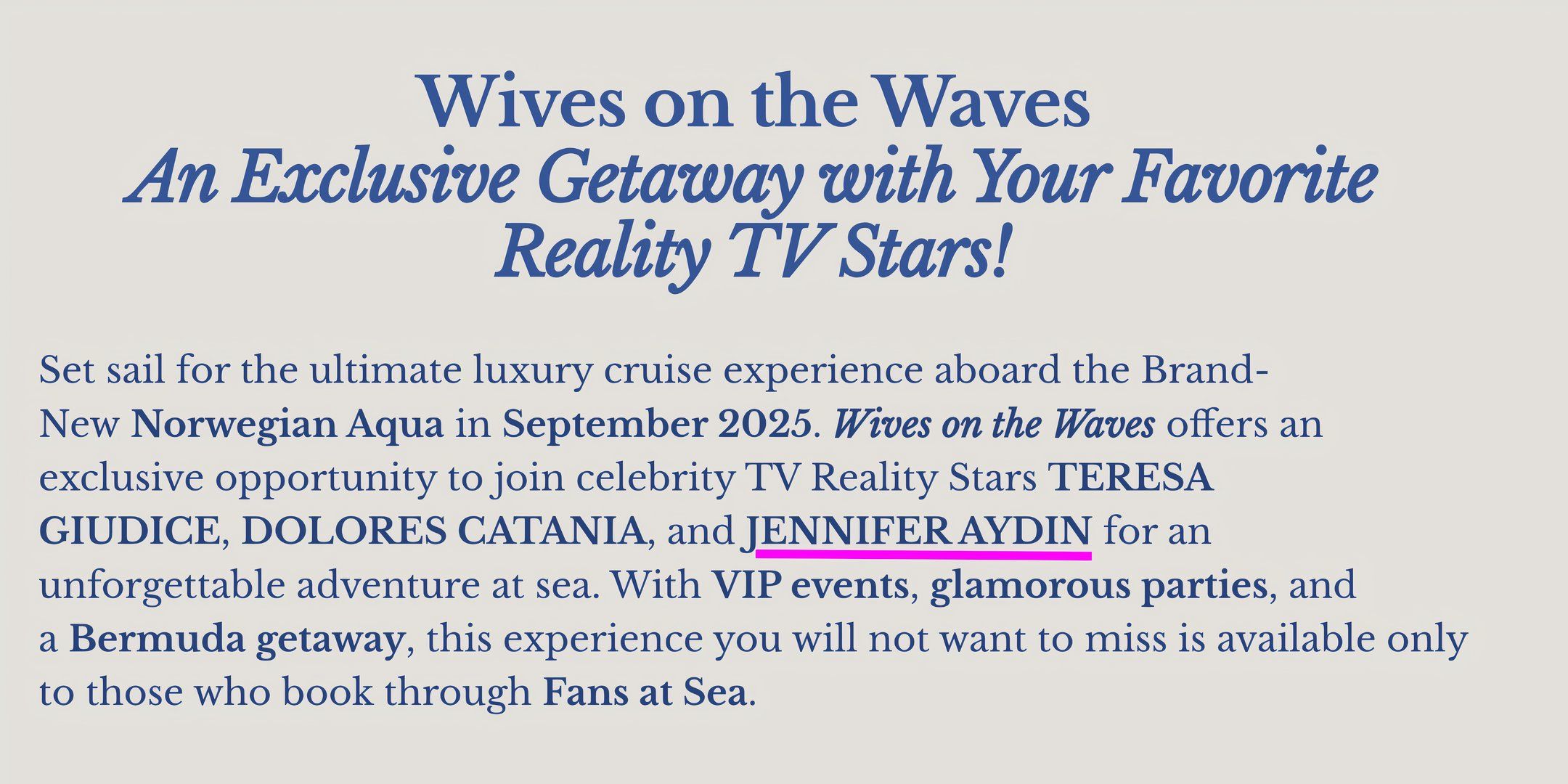 RHONJ's Jennifer Aydin Bounced From 'Wives On The Waves' Cruise After ...